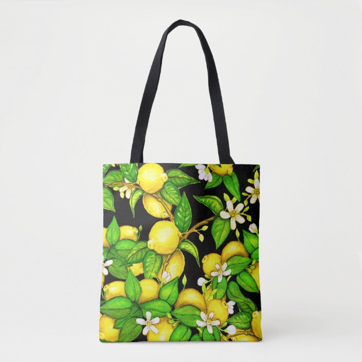 Lemon Print Handbag on black | Zazzle.com