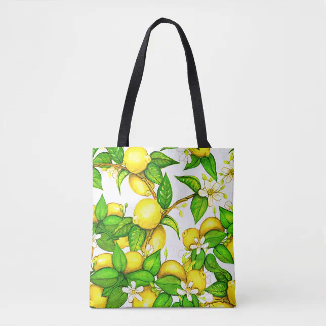 Lemon Print Handbag on white | Zazzle