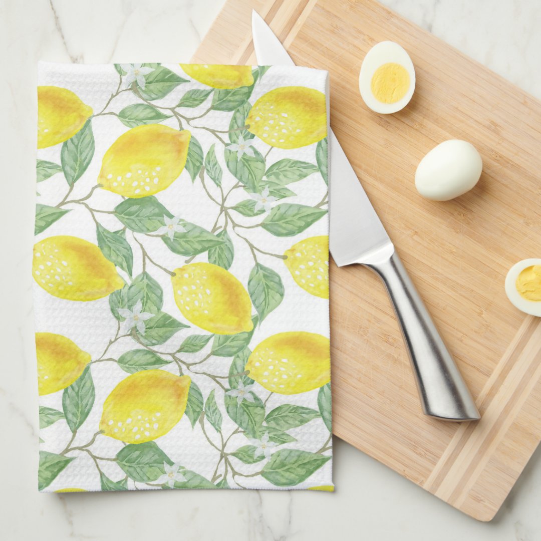 Lemon Print Kitchen Towel | Zazzle