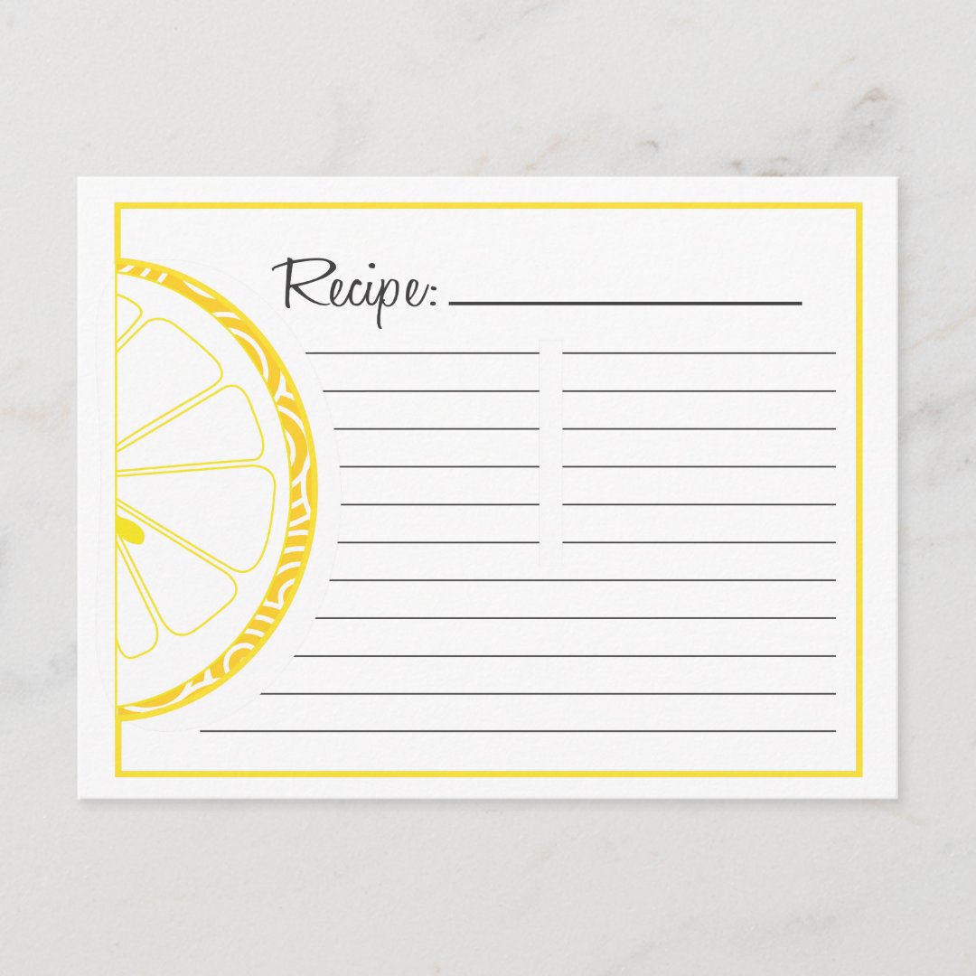 Lemon Recipe Card | Zazzle
