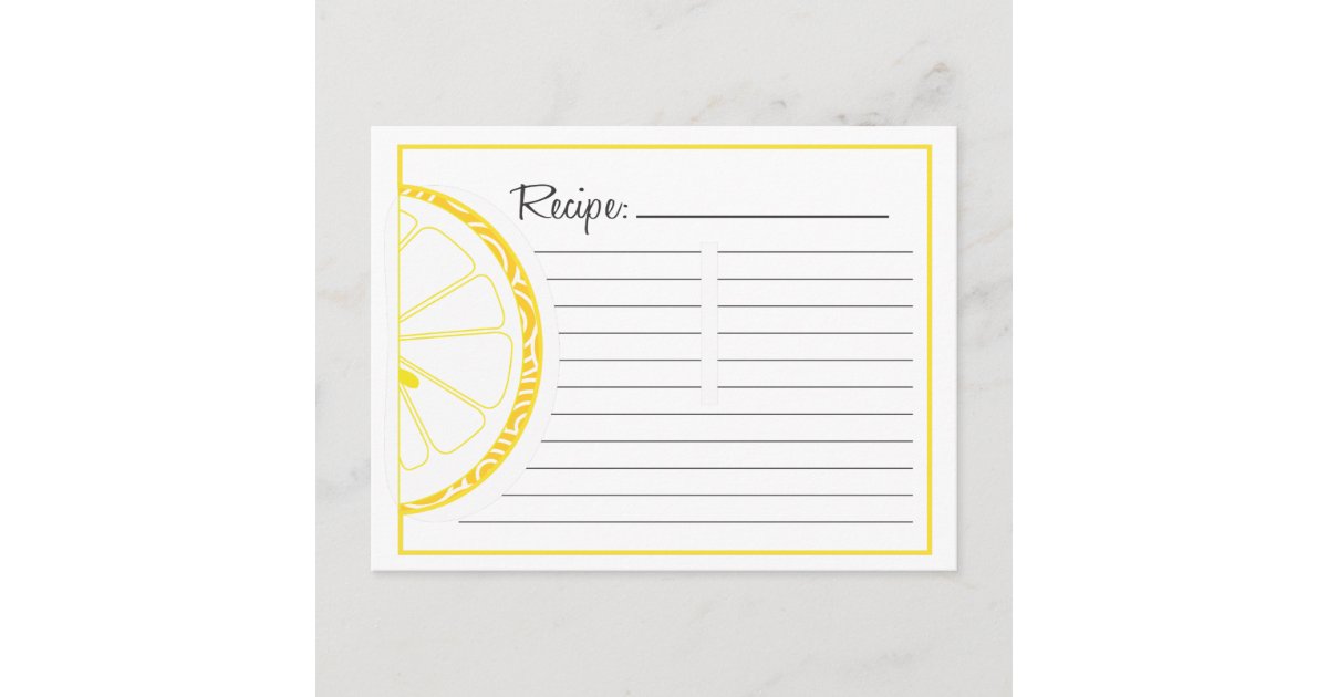 Lemon Recipe Card | Zazzle