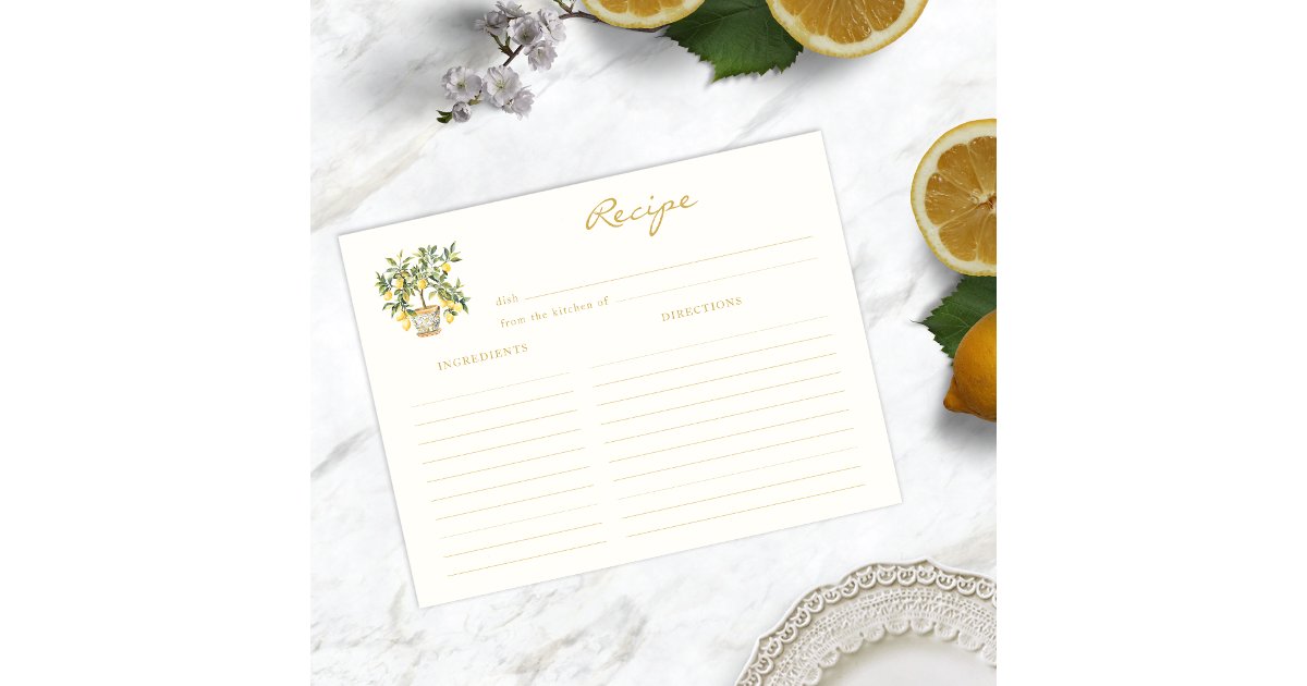 Lemon Recipe Card | Zazzle
