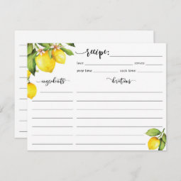 Lemon Recipe Card | Zazzle