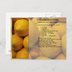 Lemon Recipe Postcard | Zazzle