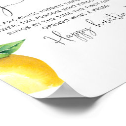 Lemon ring hunt bridal shower game poster | Zazzle