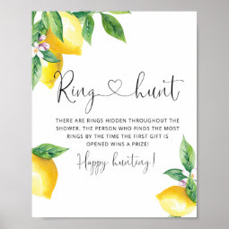 Lemon ring hunt bridal shower game poster | Zazzle