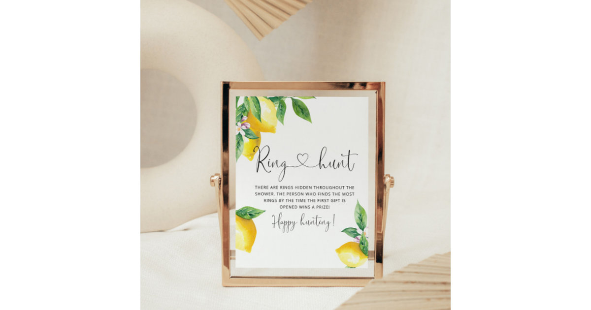 Lemon ring hunt bridal shower game poster | Zazzle