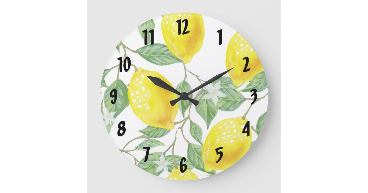 Lemon Round Kitchen Clock | Zazzle