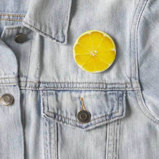 Lemon Slice Badge Button | Zazzle