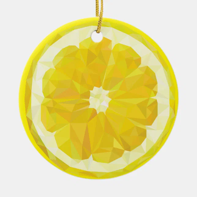 Lemon Slice Geometric Design Fruit Ceramic Ornament | Zazzle