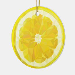 Lemon Slice Geometric Design Fruit Ceramic Ornament | Zazzle
