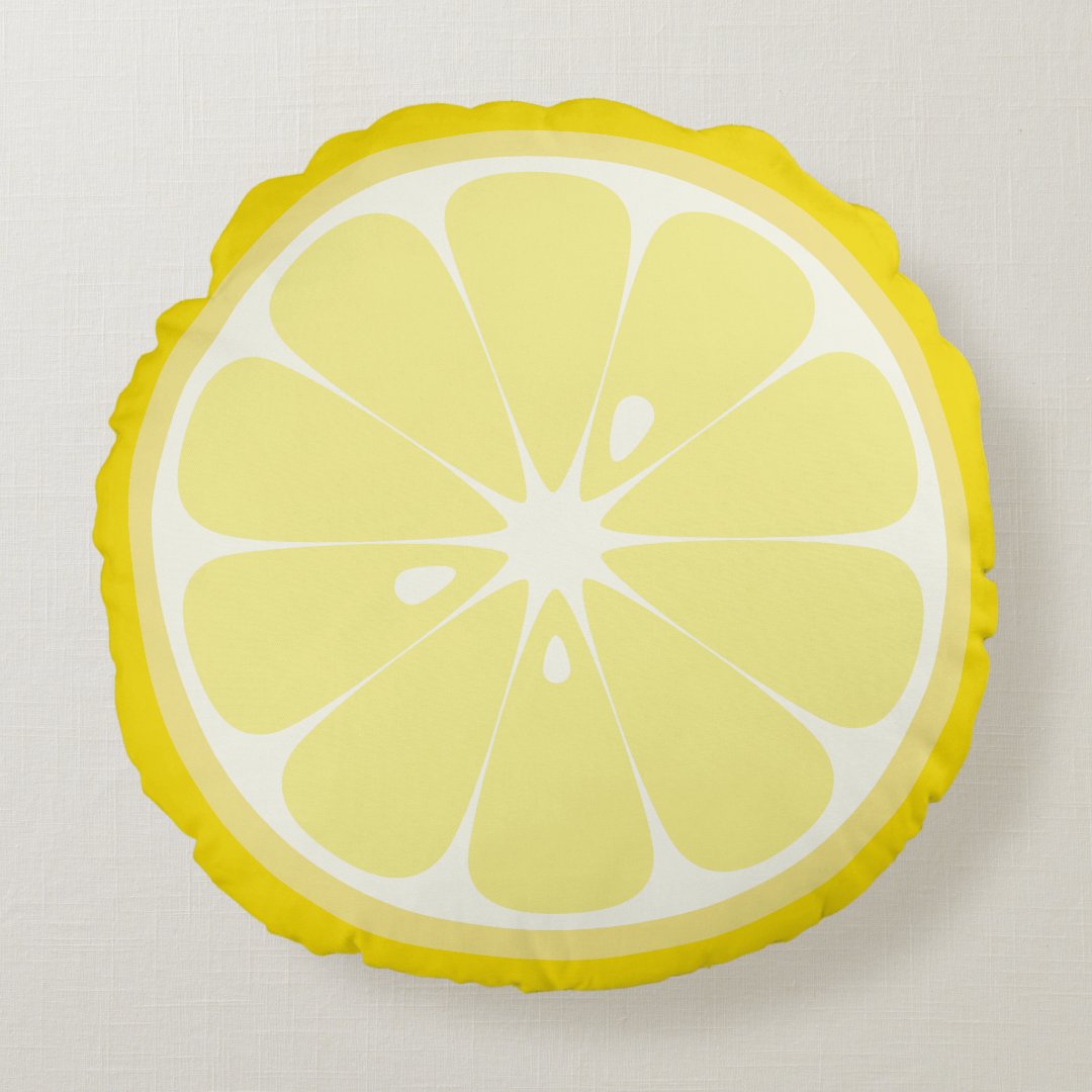 Lemon Slice Round Pillow | Zazzle