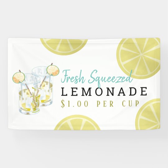 Lemon Slices Lemonade Stand Kids White Banner | Zazzle.com