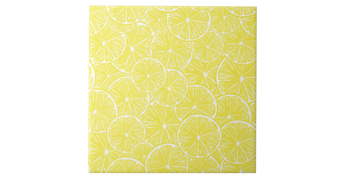 Lemon slices pattern design ceramic tile | Zazzle