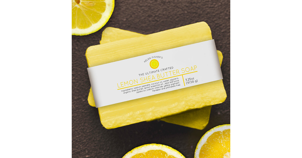 Lemon soap yellow beauty product label invitation belly band | Zazzle