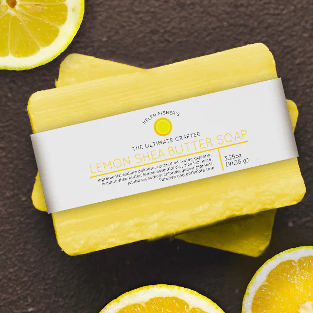 Lemon soap yellow beauty product label invitation belly band | Zazzle