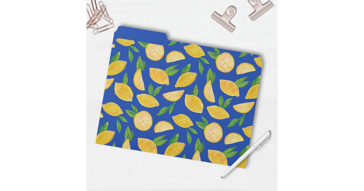 Lemon summer citrus fruit pattern file folder | Zazzle
