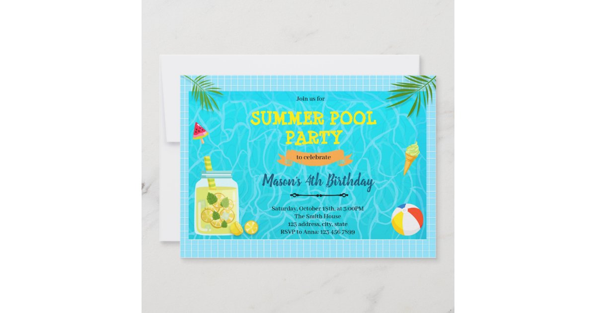 Lemon summer pool party invitation | Zazzle