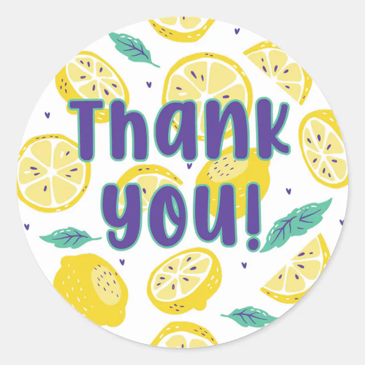 Lemon thank you sticker | Zazzle