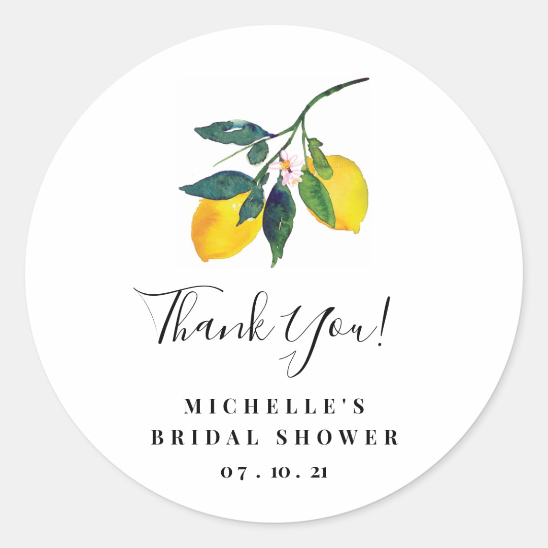 Lemon Thank You Stickers, Thank You Tags, Classic Round Sticker | Zazzle