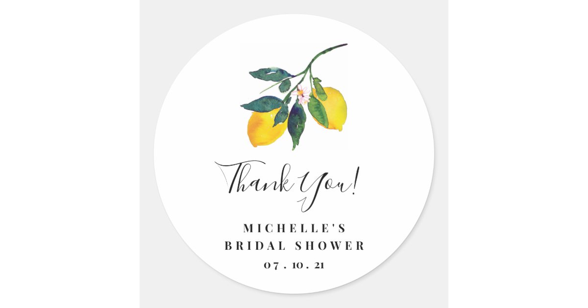 Lemon Thank You Stickers, Thank You Tags, Classic Round Sticker | Zazzle