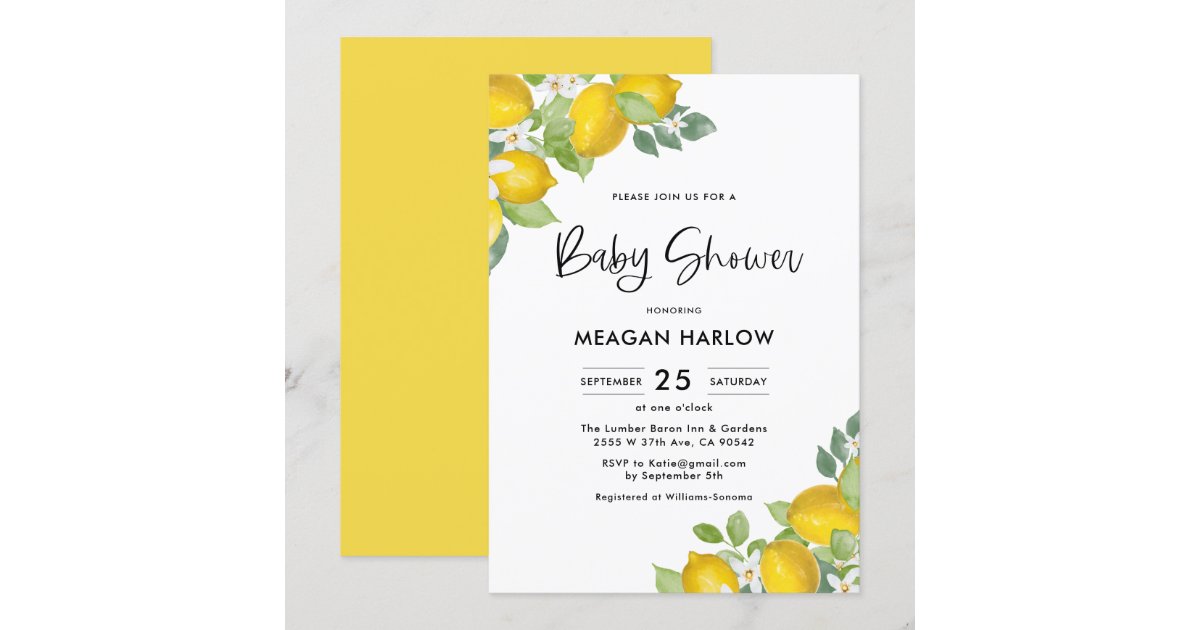 Lemon Theme Baby Shower Oh Baby Shower Invitation | Zazzle