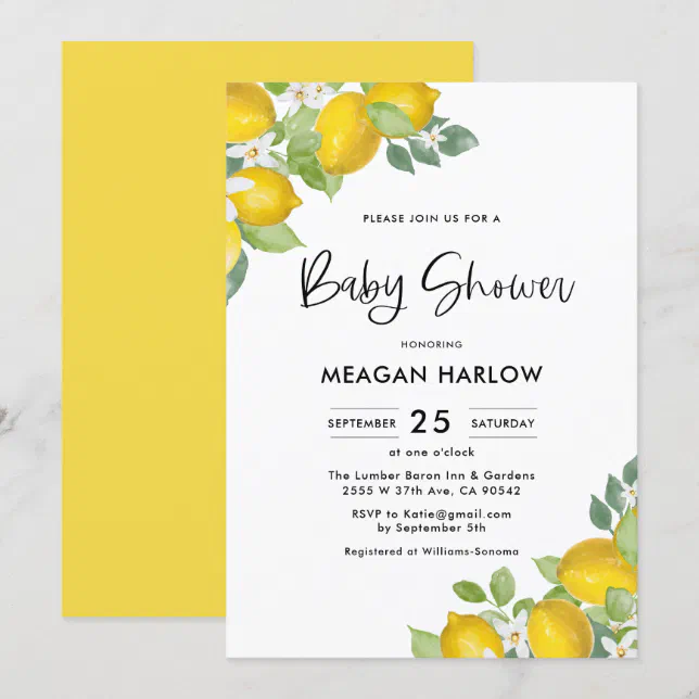 Lemon Theme Baby Shower Oh Baby Shower Invitation | Zazzle