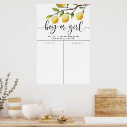 Lemon Theme Gender Reveal Voting Sign | Zazzle