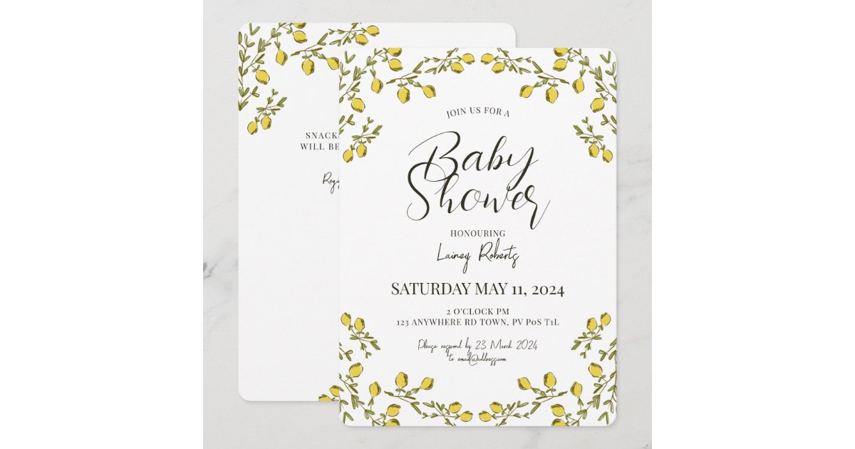 Lemon Themed Baby Shower Invitation | Zazzle