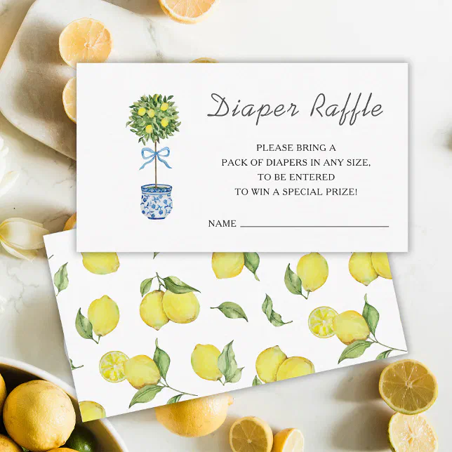 Lemon Tree Baby Shower Diaper Raffle Insert Card | Zazzle