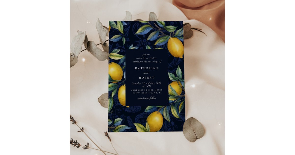 Lemon Tree Italy Inspired Destination Wedding Invitation | Zazzle