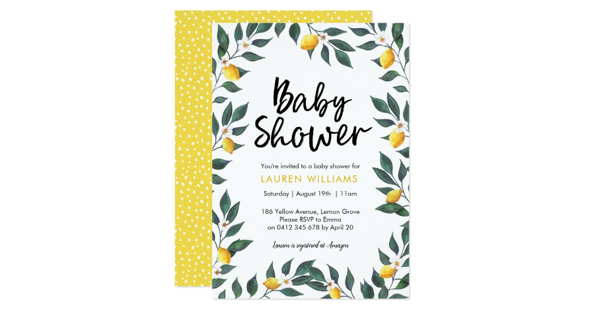 Lemon tree leaf Baby Shower invitation | Zazzle.com
