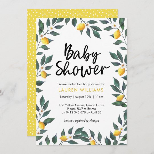 Lemon tree leaf Baby Shower invitation | Zazzle.com