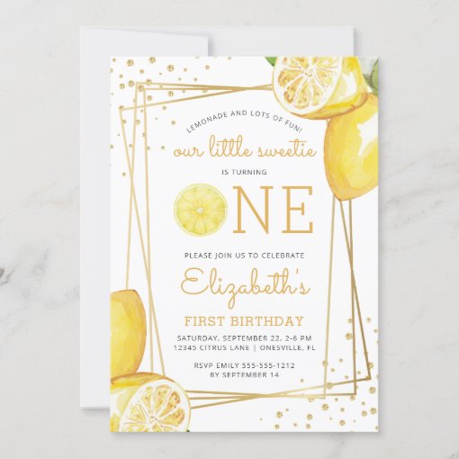 Lemon Watercolor 1st Birthday Party Invitation | Zazzle