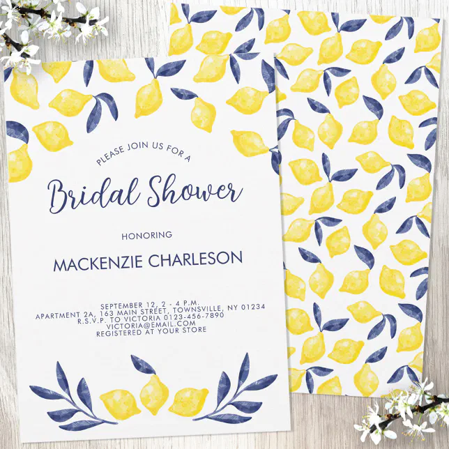 Lemon Watercolor Bridal Shower Invitation | Zazzle