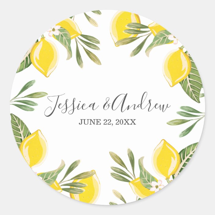 Lemon Wedding Envelope Seal Summer Sticker Citrus | Zazzle.com