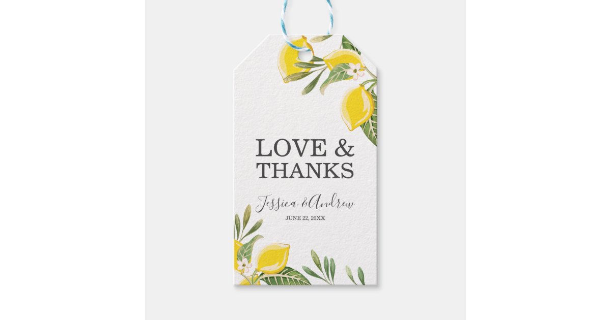 Lemon Wedding Favor Gift Tags Citrus Summer Green | Zazzle
