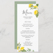 Lemon Wedding Menu Foliage Elegant Citrus Rustic | Zazzle
