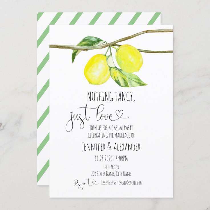Lemon wedding reception invitation | Zazzle
