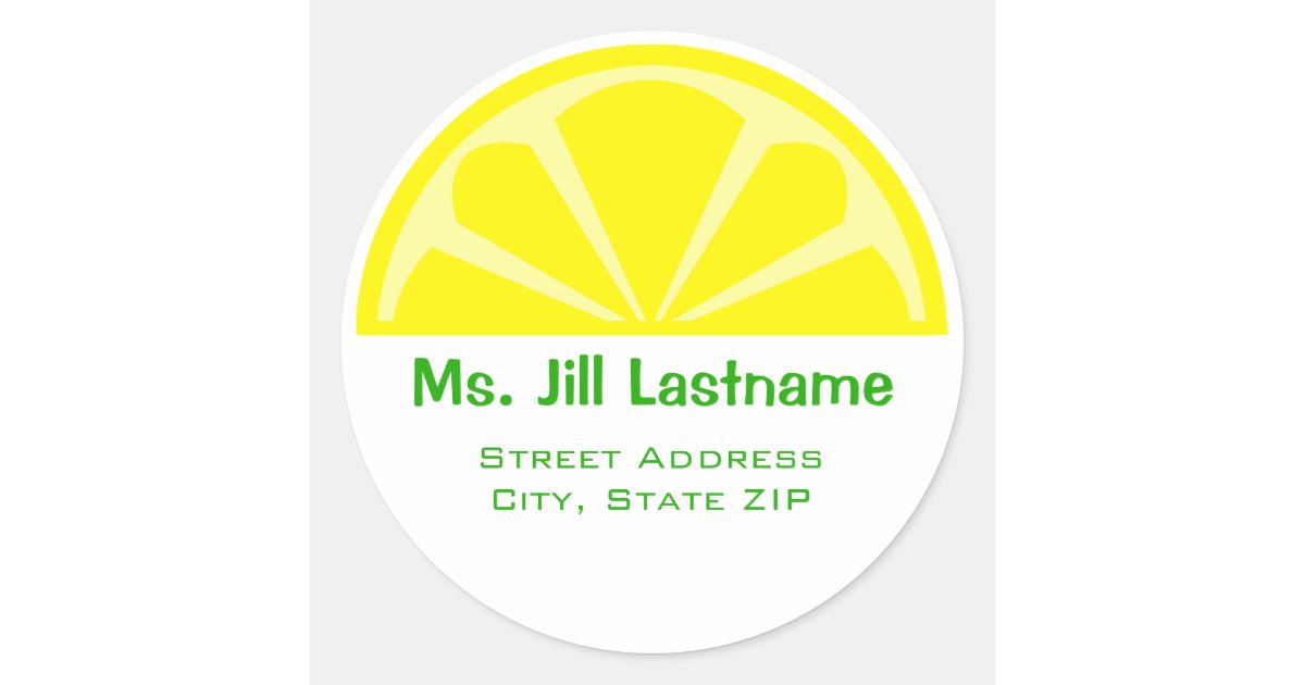 Lemon Wedge Address Label Sticker | Zazzle