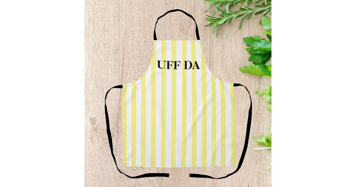 Lemon Yellow Striped Uff Da All-Over Print Apron | Zazzle