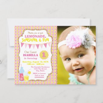 Lemonade 1st Birthday Party Photo Lemonade Party Invitation | Zazzle
