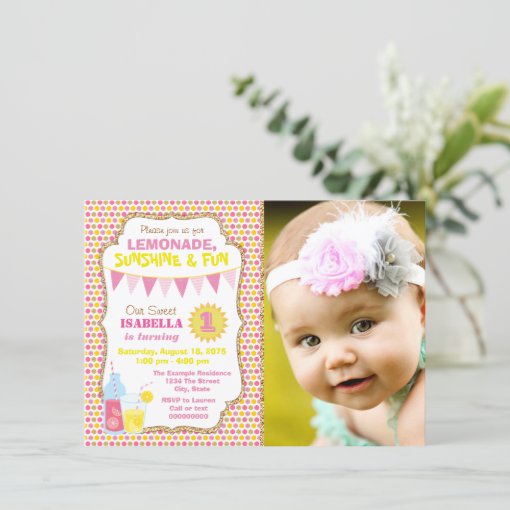 Lemonade 1st Birthday Party Photo Lemonade Party Invitation | Zazzle
