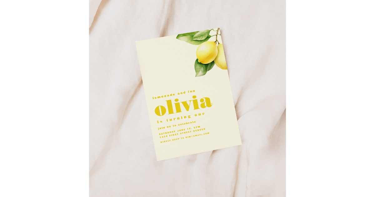 Lemonade and Fun, Turning One First Birthday Invitation | Zazzle