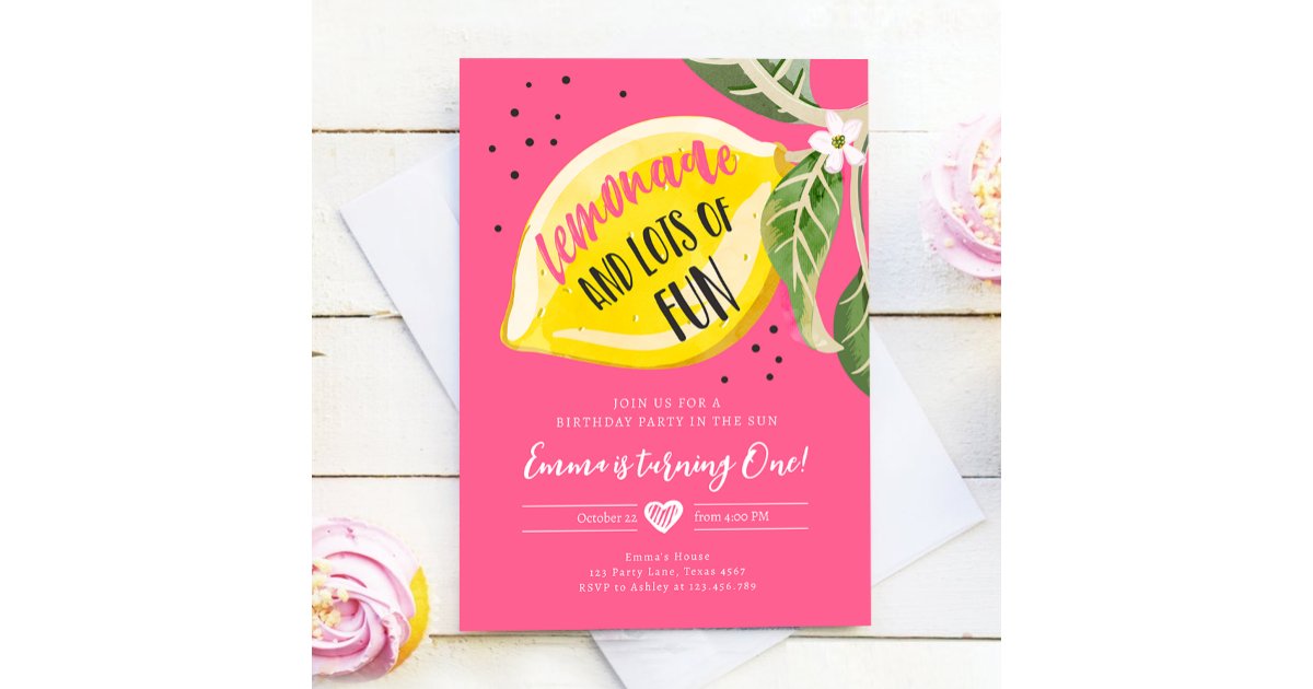 Lemonade and Lots of Fun Lemon Girl Birthday Invitation | Zazzle