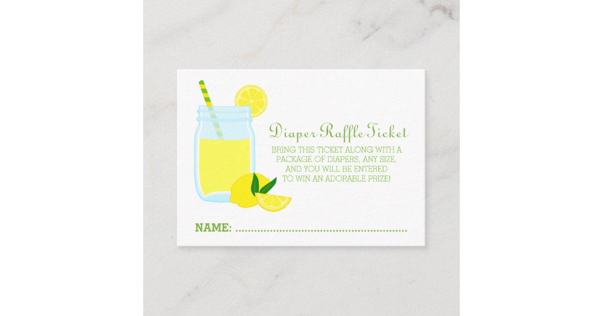 Lemonade Baby Shower Diaper Raffle Ticket Enclosure Card | Zazzle