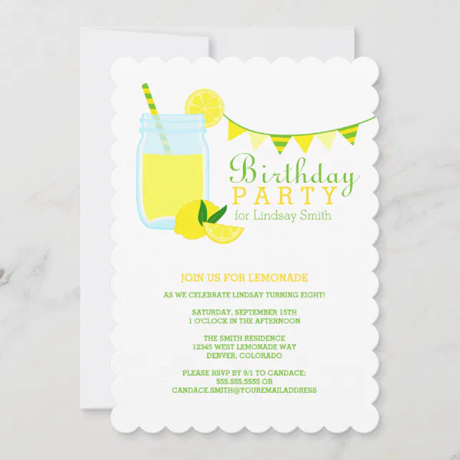 Lemonade Birthday Party Invitation | Zazzle