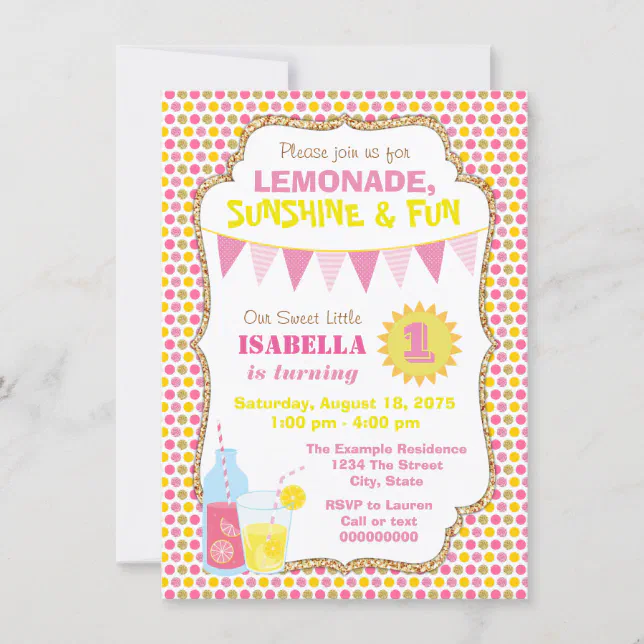Lemonade Birthday Party Invitations | Zazzle