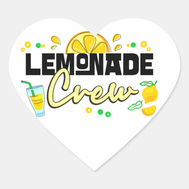 Lemonade Crew Juice Stand Owners Lemon Lovers Heart Sticker | Zazzle