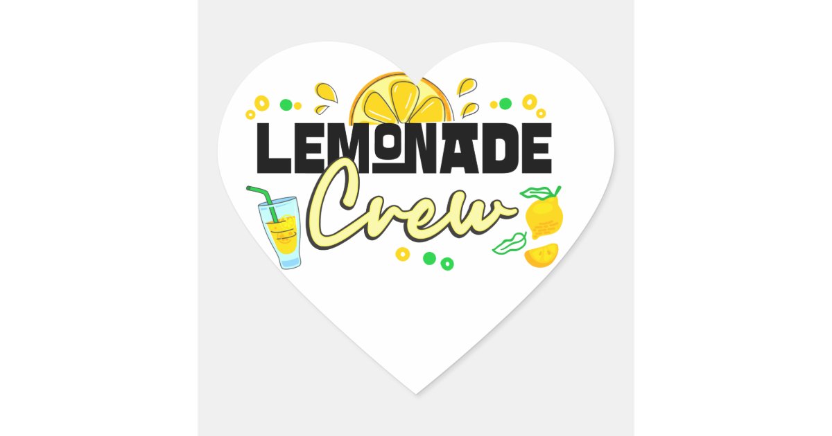 Lemonade Crew Juice Stand Owners Lemon Lovers Heart Sticker | Zazzle